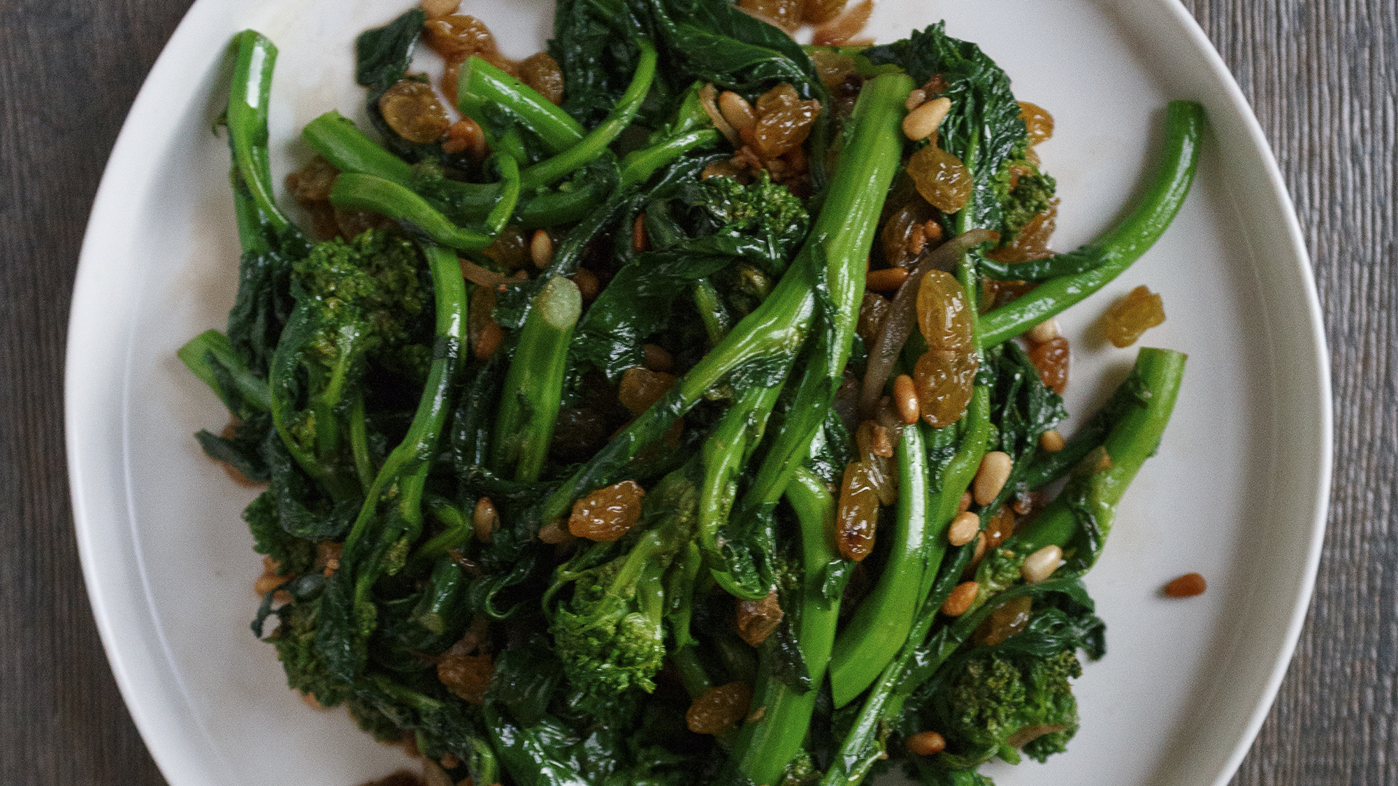 Best Broccoli Rabe with Pine Nuts and Golden Raisins Recipe