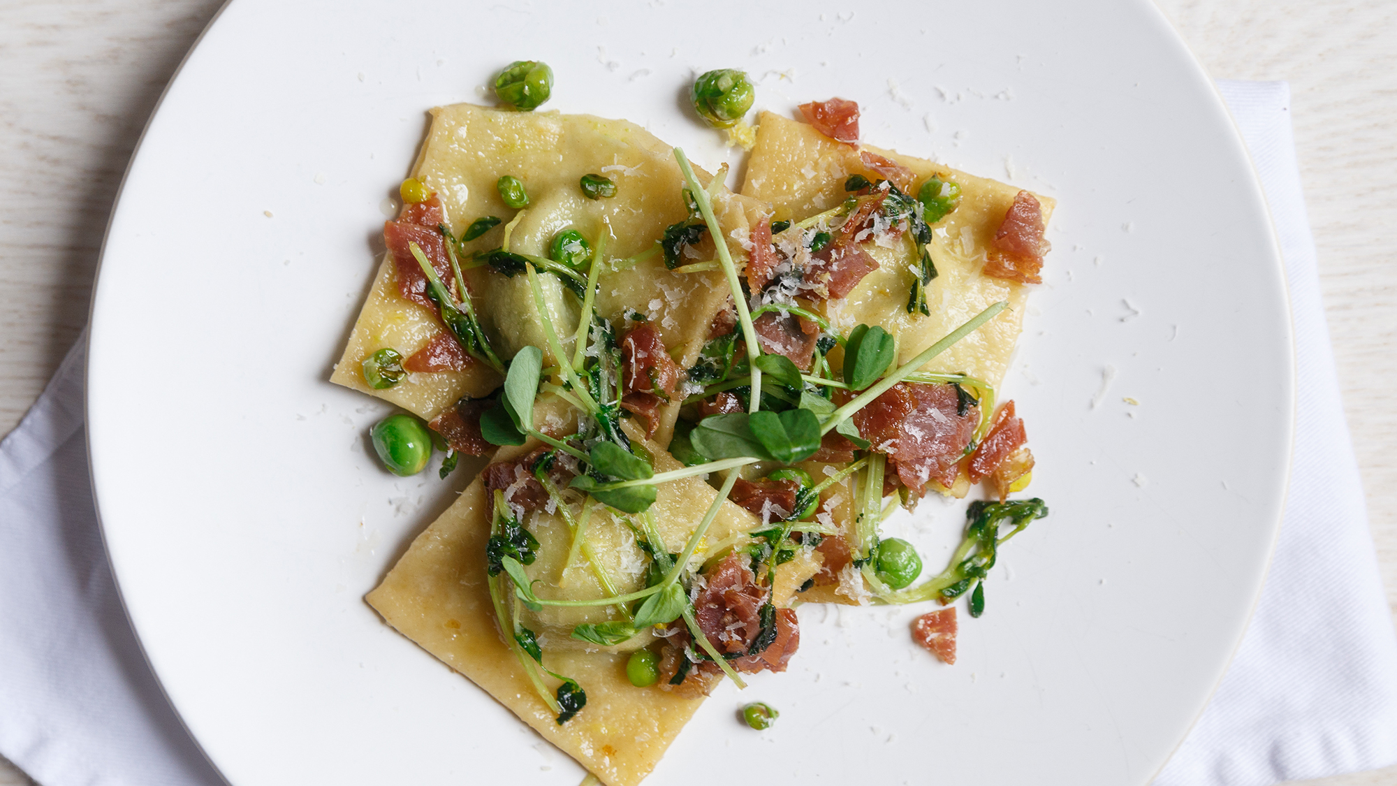 Best Spring Pea Ravioli with Proscuitto Recipe